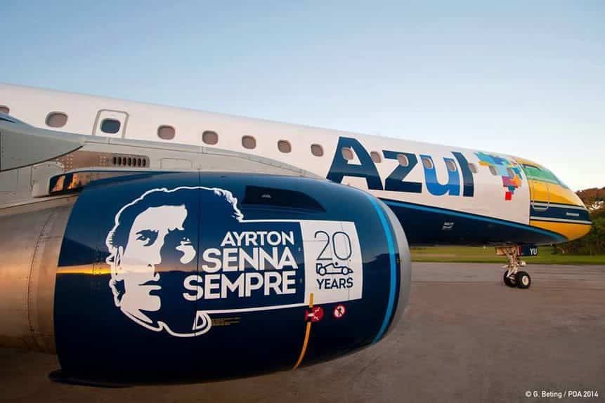 En vivo: El Embraer E195 de Azul con los colores de Senna regresa a Brasil