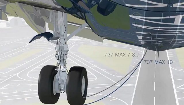 See how the special landing gear of the Boeing 737 MAX 10 works