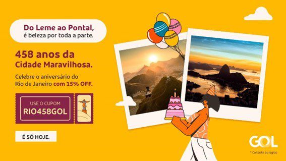 GOL celebrates Rio de Janeiro's anniversary with 15% discount coupon ...
