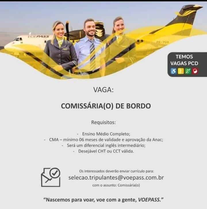 VOEPASS abre seleção para comissários de bordo, veja como se candidatar
